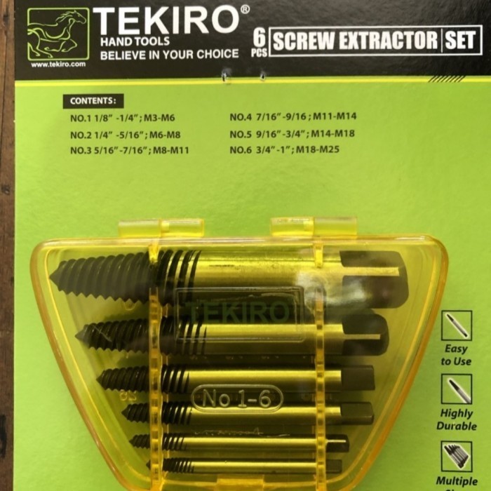 Jual Tekiro Screw Extractor Set 6 Pcs Pembuka Baut Hand Tap Balik ...