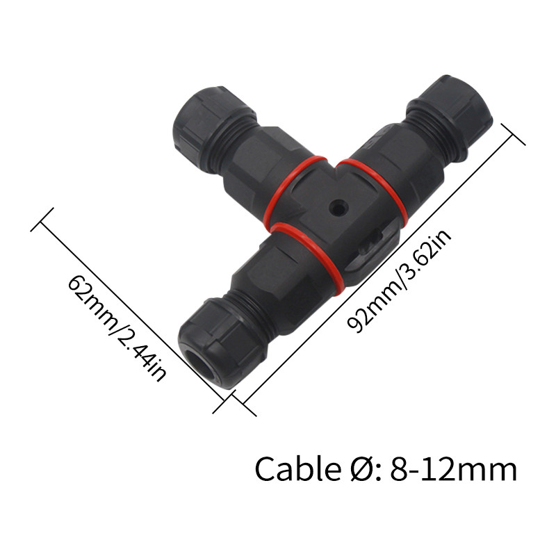 Jual IP68 T-Type Shape Waterproof Connector 3 Pin Wire Connectors Quick ...