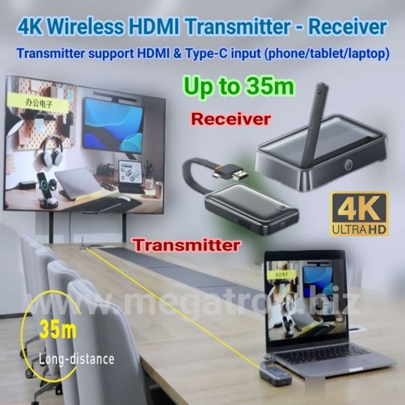 Jual 4K Wireless HDMI Transmitter & Receiver - up to 35m - plug & play ...