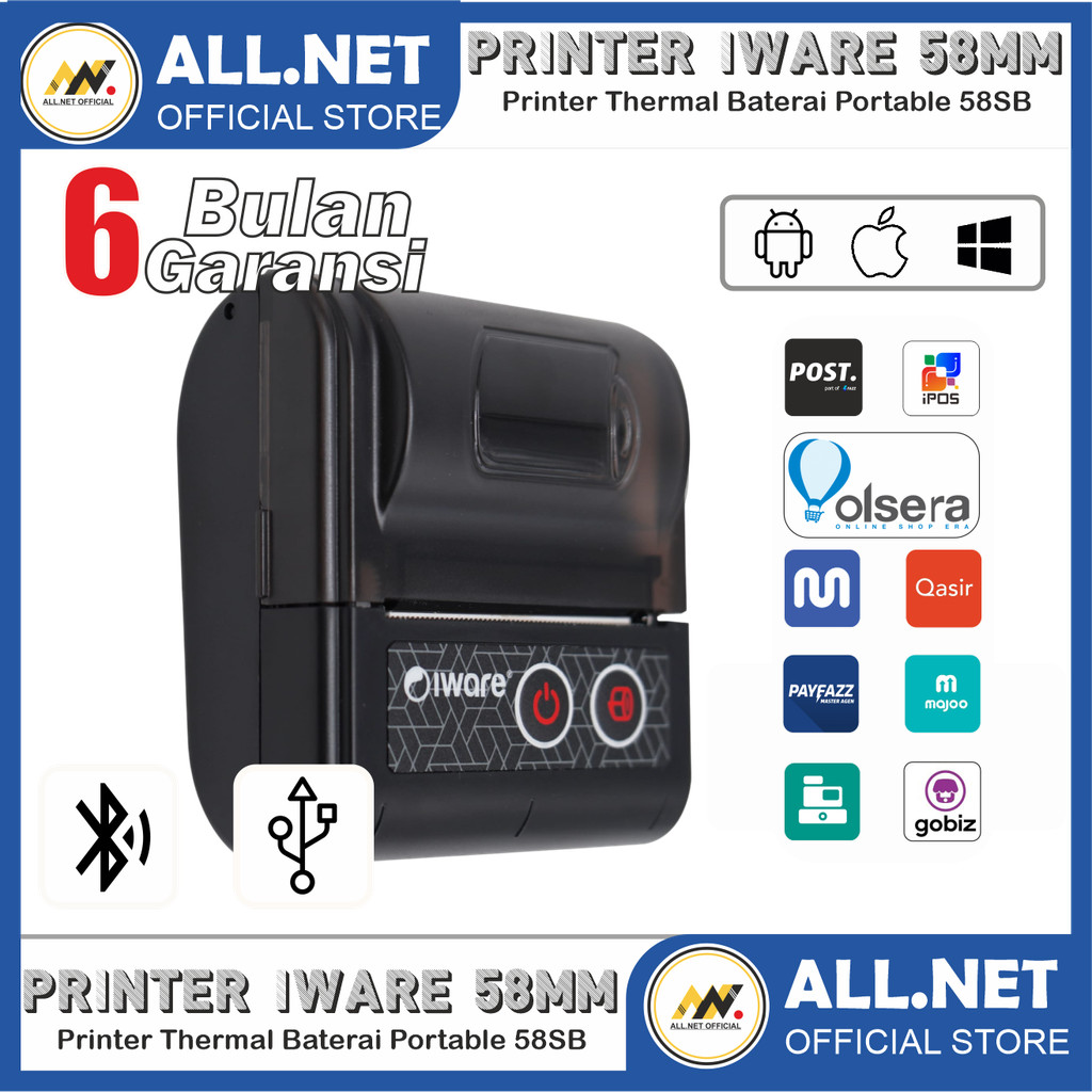 Jual Mobile Printer Bluetooth Thermal Baterai 58mm Iware 58SB RPP02N ...