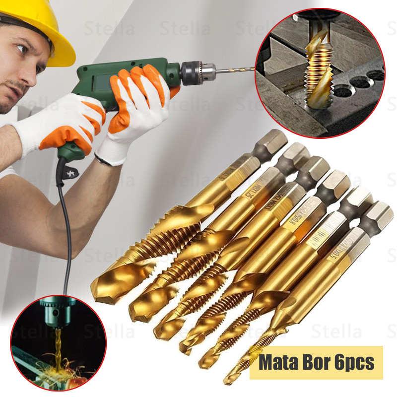 Jual Set alat bor 6pcs / Set Keran Penyadapan Mata Bor Mesin threading ...