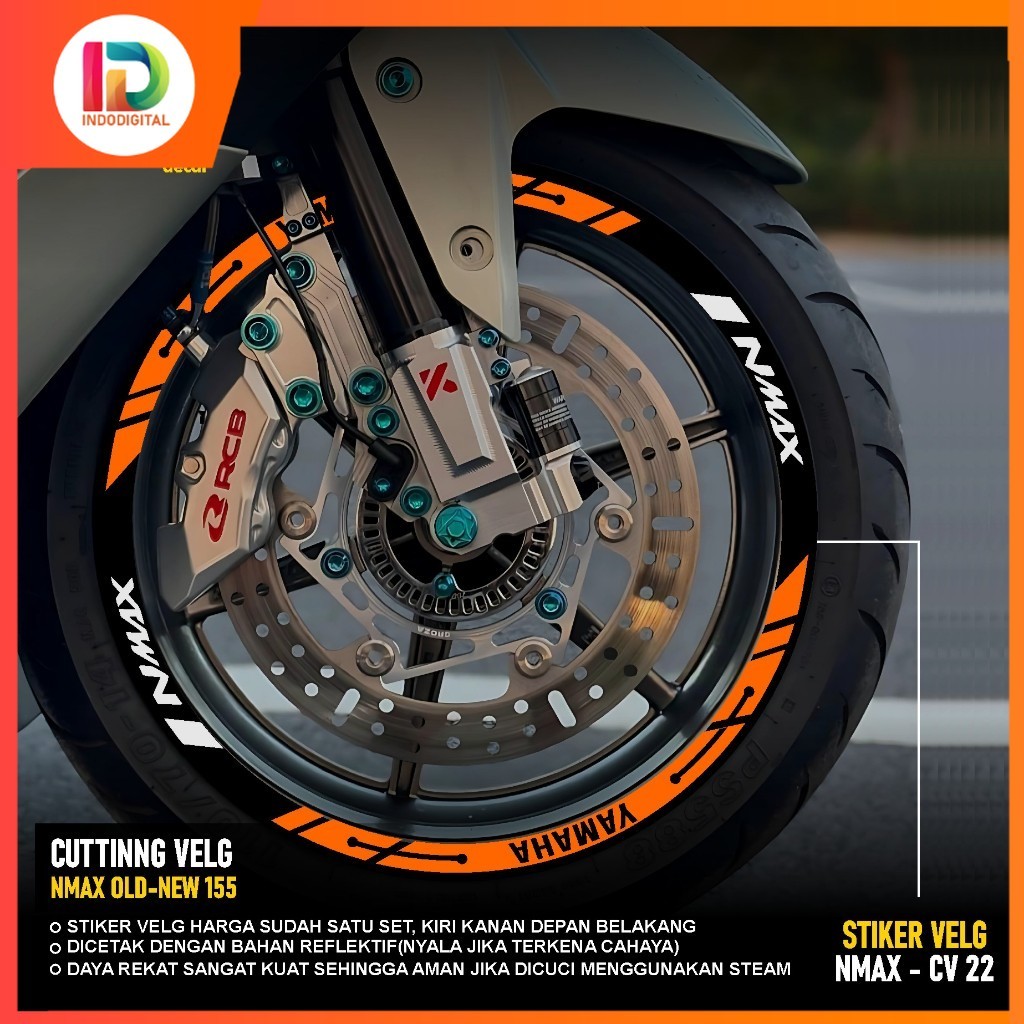 Jual Stiker Velg NMAX 155 old new sepeda motor ring R13 ID 22 Cutting ...