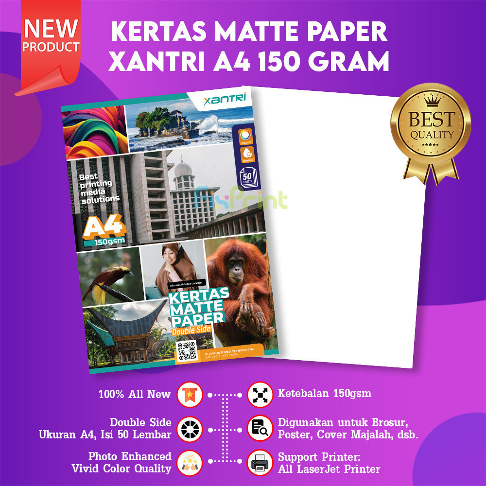 Jual FixPrint Kertas Matte Double Side A4 150gsm 50 Sheets Photo Paper ...