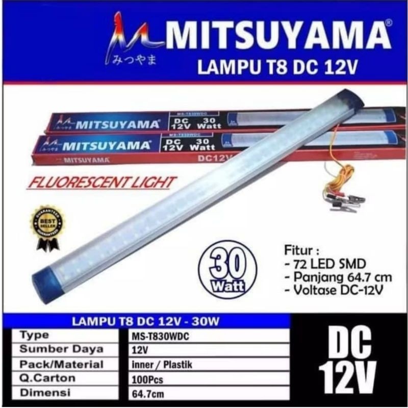 Jual lampu neon LED lampu jepit aki 30watt 12volt mitsuyama bohlam lampu T8 DC 12v MS T830WDC ...