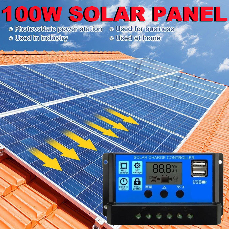 Jual 100W Solar Panel Solar Charge Controller LED Display Solar PWM 12V ...