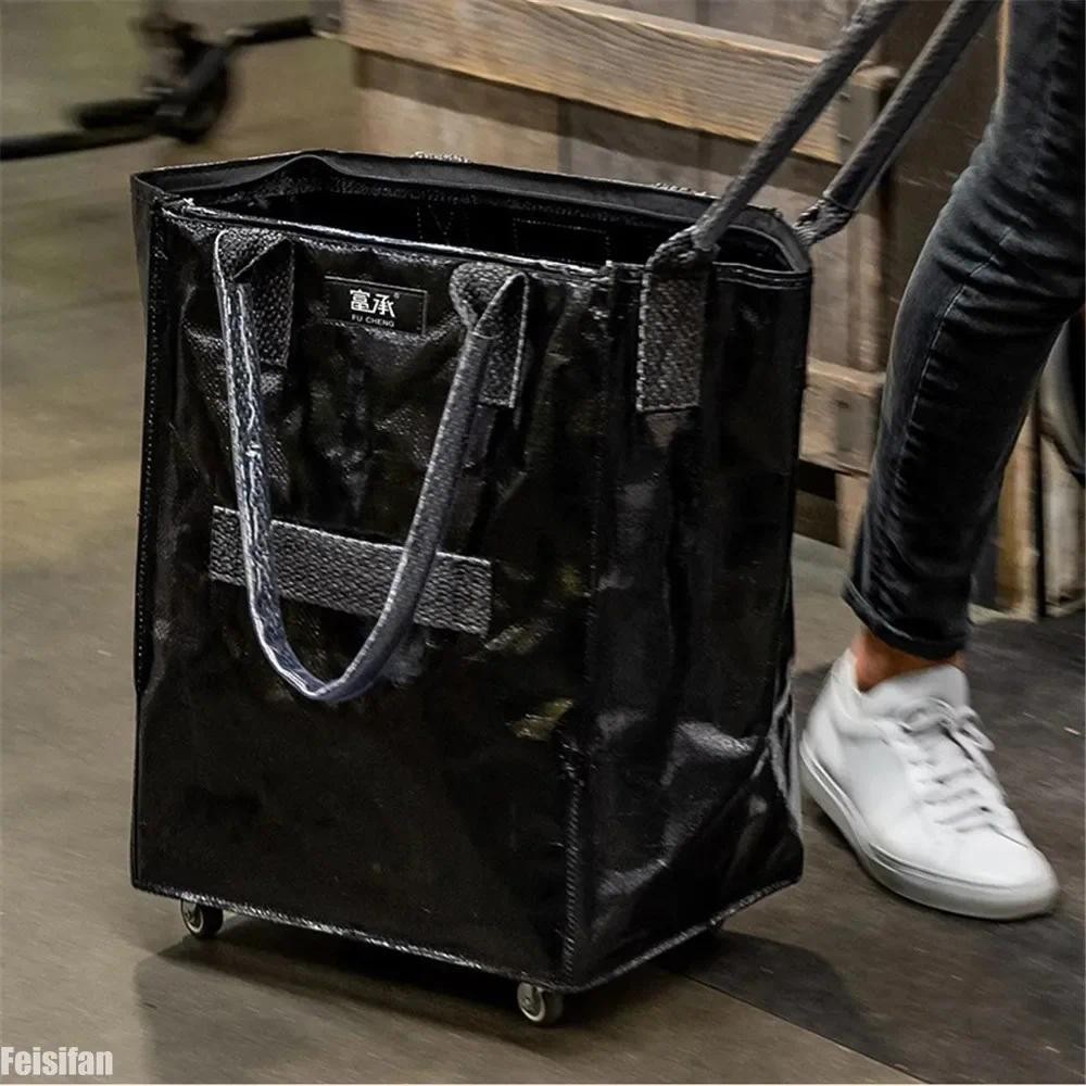 Jual Folding Shopping Pull Cart Trolley Bag with Wheels,Shopping ...