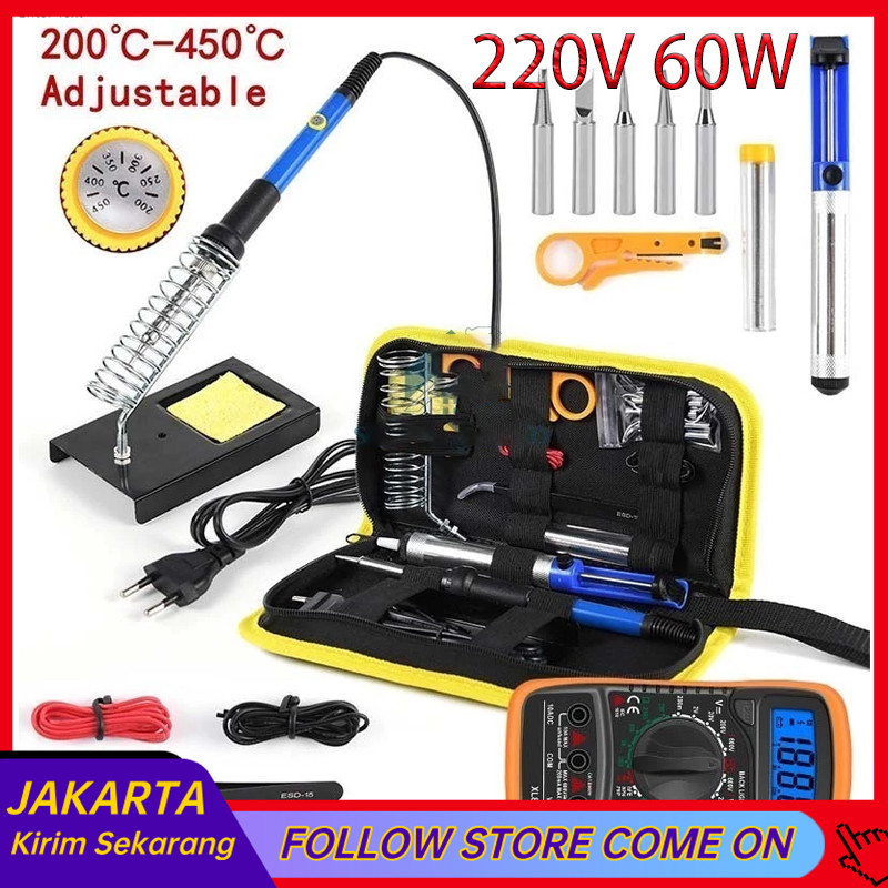 Jual Set Solder Listrik Lengkap dengan Multimeter Iron Tool Kit 220V 60W/Solder Listrik Murah ...