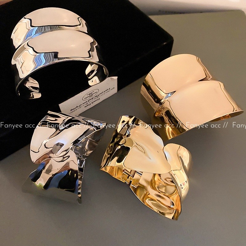 Jual [Fanyee] Gelang terbuka lipit logam Aksesori perhiasan tangan mewah yang modis Q227 ...