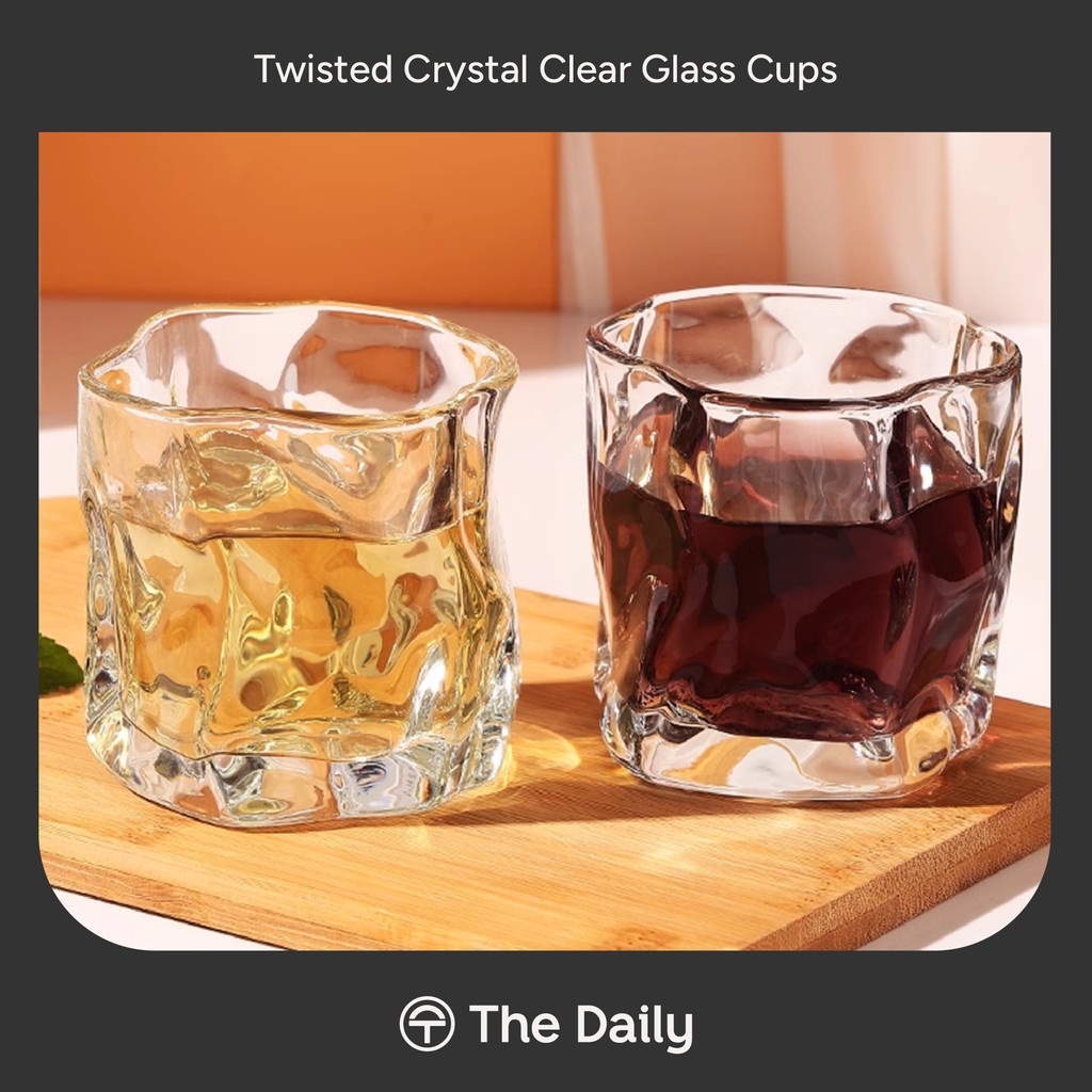 Jual Twisted Crystal Clear Wavy Matcha Glass Cups - Gelas Kaca ...