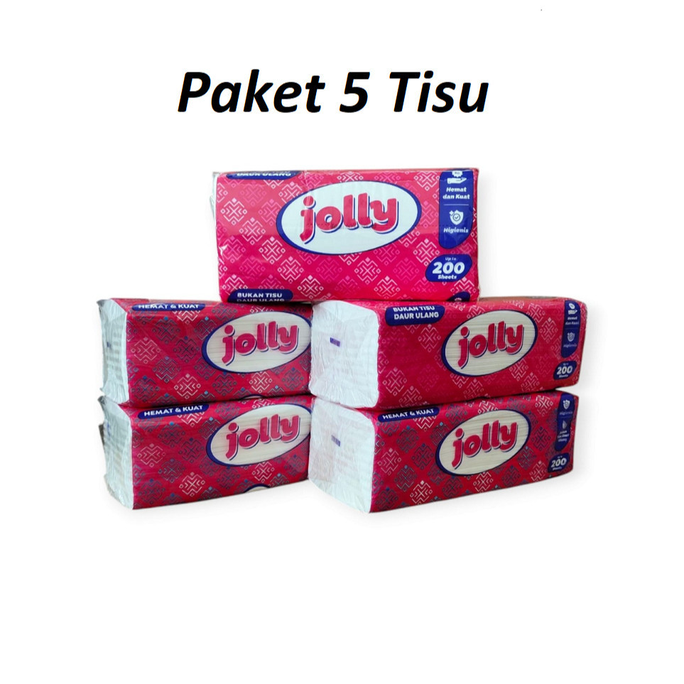 Jual PAKET 5 Tisu Tissue JOLLY 200 New Kemasan baru Nice 360helai harga ...