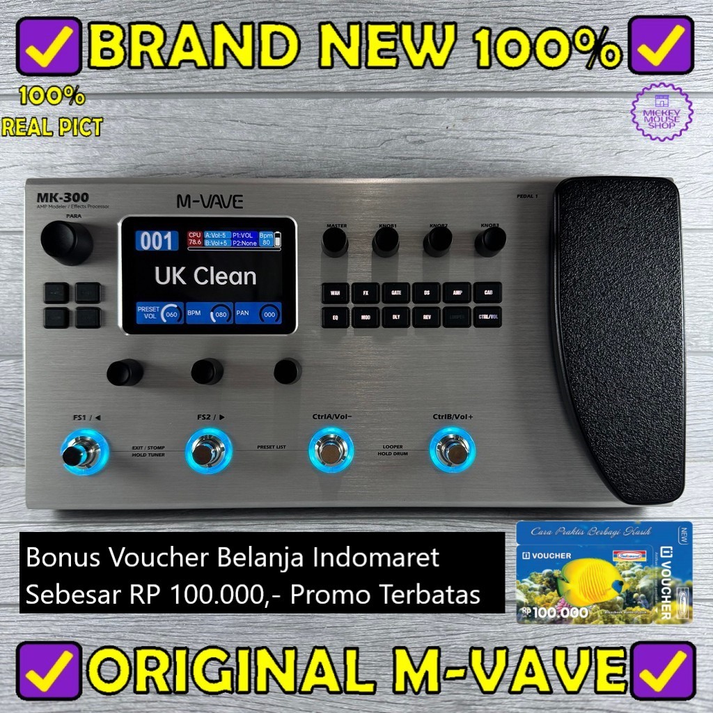 Jual Efek Gitar M-VAVE MK-300 MVAVE MK300 Elektrik Akustik Bass AMP Modeler Multi Effects ...
