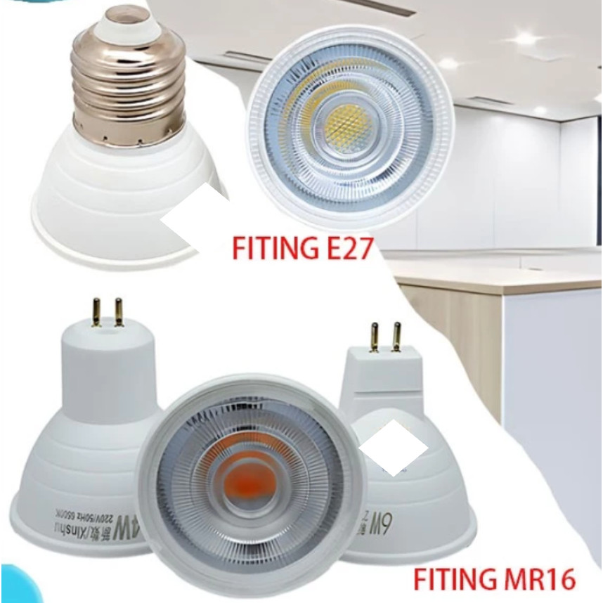 Jual (BERGARANSI) LAMPU HALOGEN SPOTLIGHT LED 7WATT FITTING E27 7 WATT COB SOROT 7W LAMPU SPOT ...