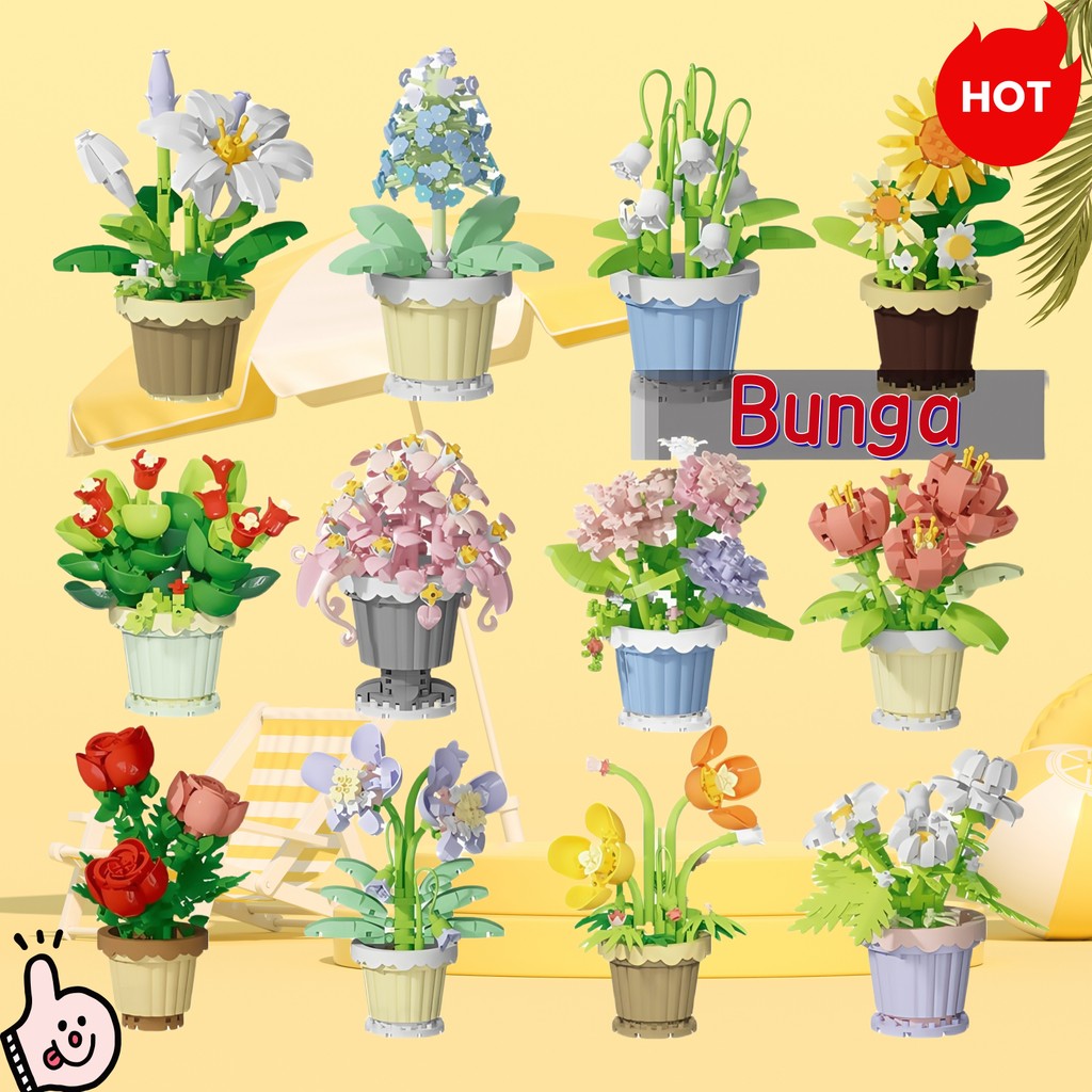 Jual Lampu Bunga Brick Nano Block Bunga Mawar Brick Sunflower Balok ...