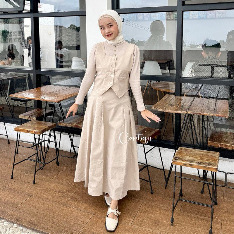 Jual Cantiqu - Set Vest Rok Mayung Katun Twill Oneset Zeela /Terbaru ...