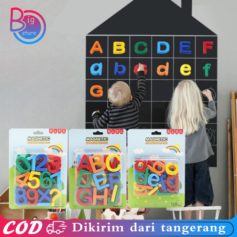 Jual Puzzle Huruf Dan Angka Magnet 26/37pcs Magnetic Alphabet Magnet ...