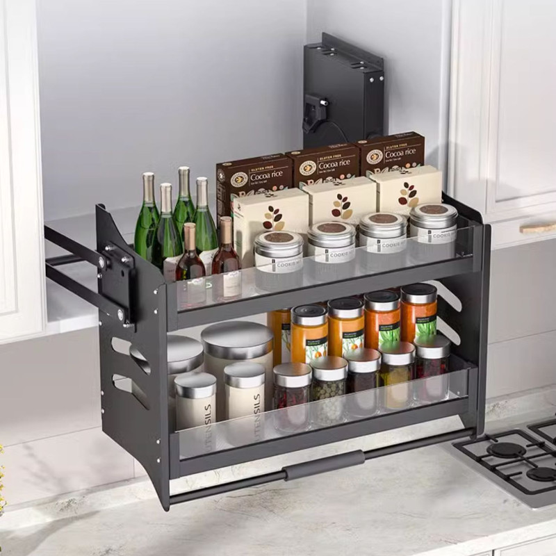 Jual Kitchen Storage Accessories Hanging Cabinet Lifting Basket Kitchen ...