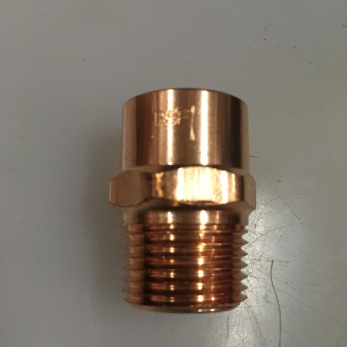 Jual Male Adaptor Copper ( sok drat luar tembaga) 3/4C x 1/2M | Shopee ...