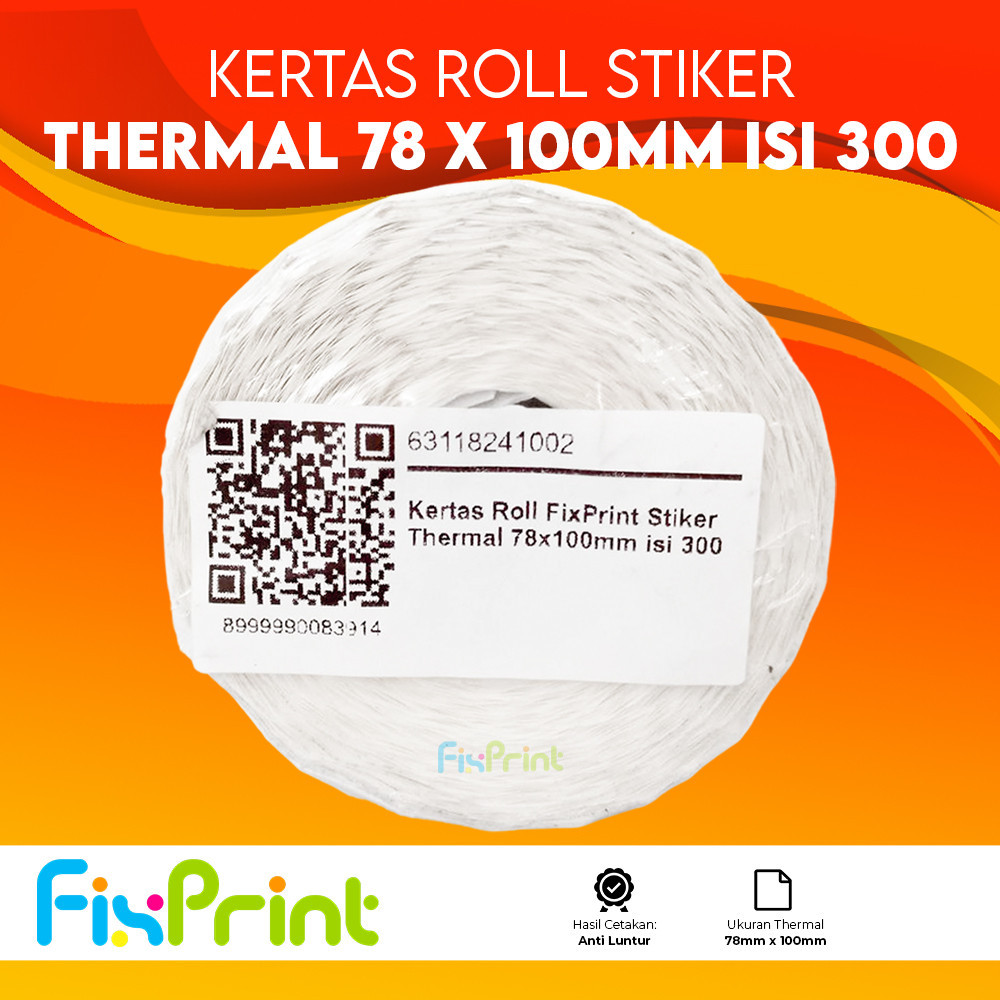 Jual Kertas Roll FixPrint Stiker Thermal 78x100mm (300) Kertas Sticker ...