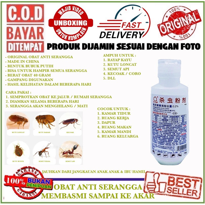 Jual C.O.D Obat Bubuk / Racun Pembasmi Serangga Semut Kutu Rayap Kecoa ...