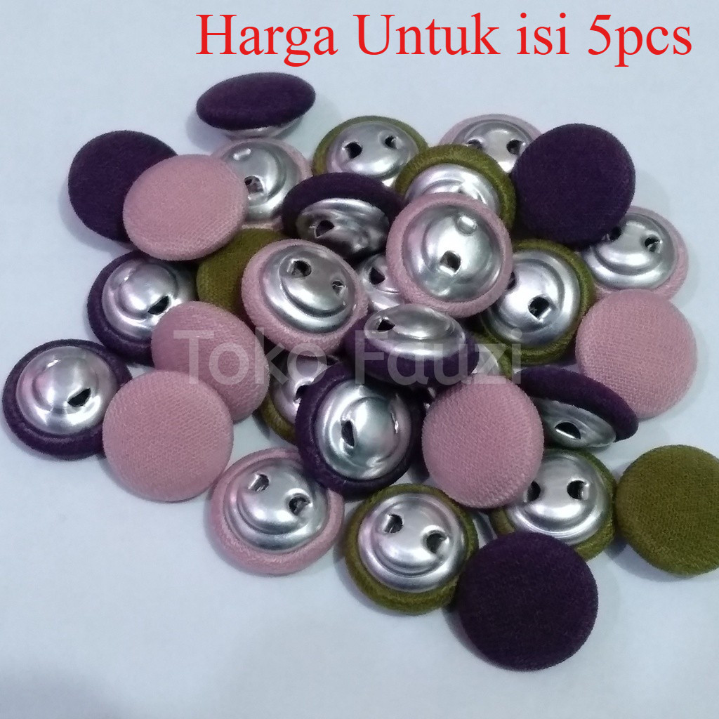 Jual Kancing Jamur Bungkus Kain Polos diameter 1.5cm isi 5pcs Kancing ...