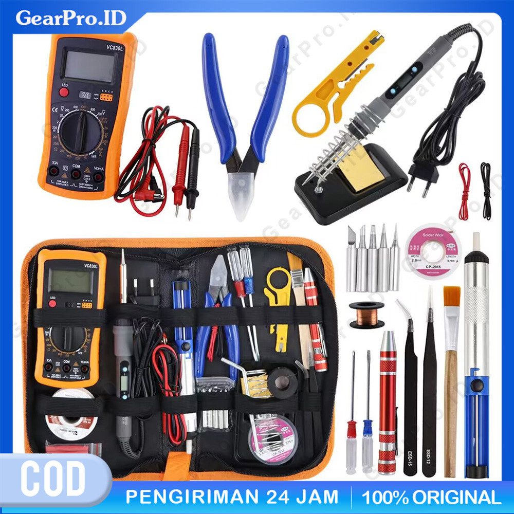 Jual 80W Set Solder Listrik Lengkap dengan Multimeter Iron Tool Kit 220V 60W/Solder Listrik ...
