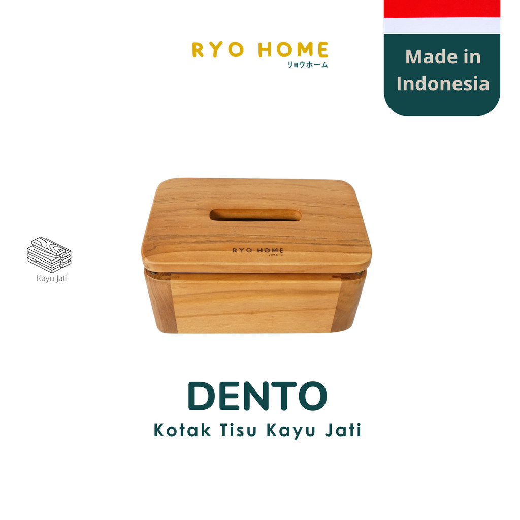 Jual Ryo Home - DENTO Kotak Tisu Kayu Jati Premium / Tempat Tissue Box | Shopee Indonesia