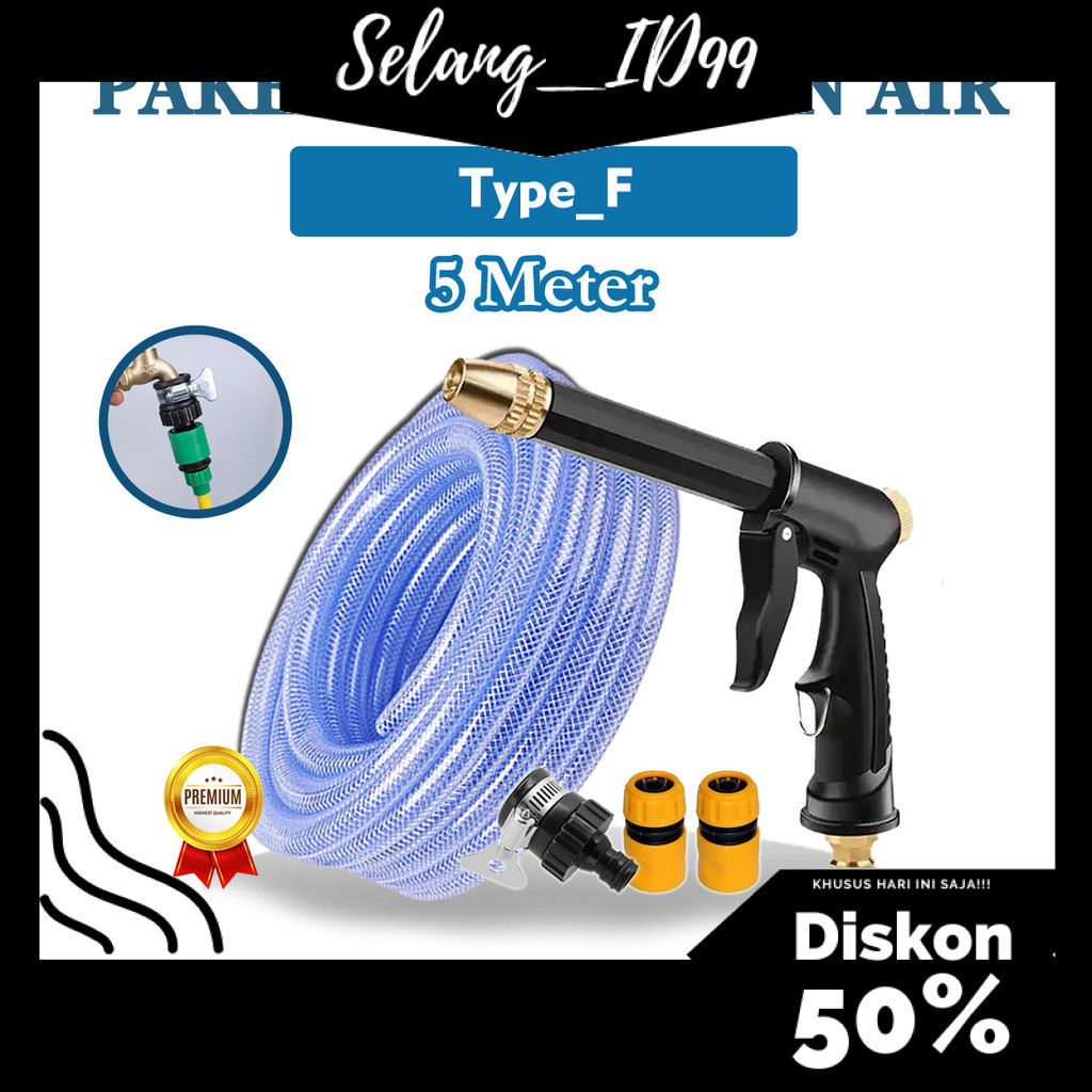 Jual SEPAKET SEMPROTAN SELANG AIR SERAT BENANG TRANSPARANT 5 METER 1 ...