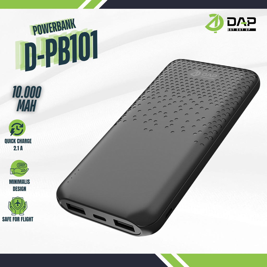 Jual DAP PowerBank 10.000mAh D-PB101 2.1A Dual Input Port Type C ...