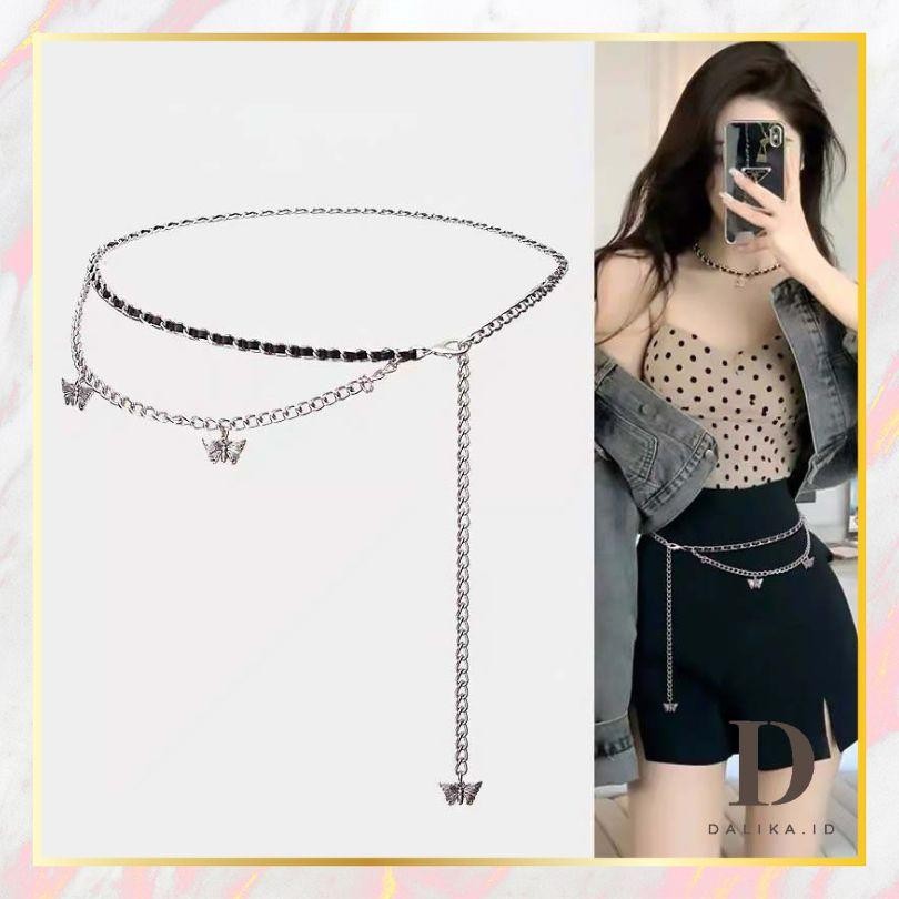 Jual Ikat Pinggang Belt Sabuk Model 2 Layer Rantai Kupu-Kupu Silver ...
