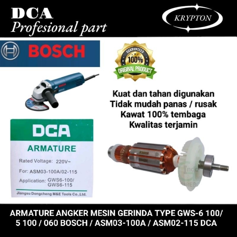 Jual dca armature angker mesin gerinda TYPE GWS-6 100/ 5 100 / 060 BOSCH / ASM03-100A / ASM02 ...