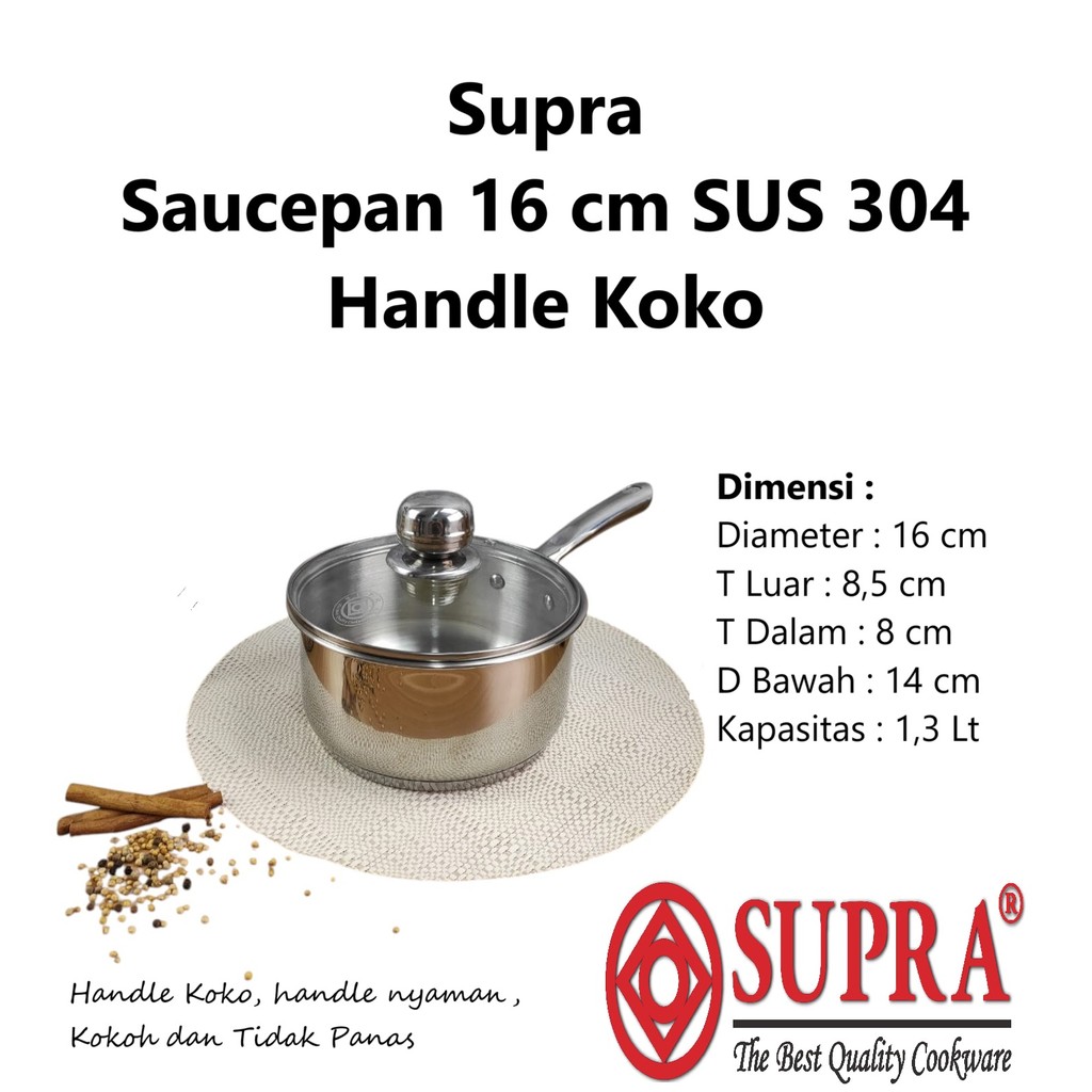 Jual Supra Saucepan SUS 304 Handle Koko | Shopee Indonesia