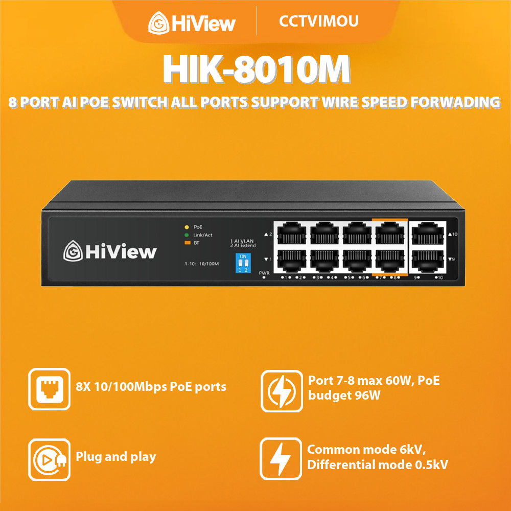 Jual HIVIEW HIK-8010M 8 PORT AI POE SWITCH ALL PORTS SUPPORT WIRE SPEED ...