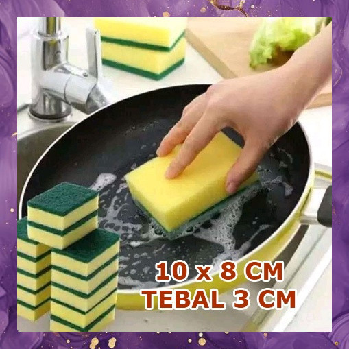 Jual (SBA) Spons Cuci Piring MURAH Sponge Spon Kuning Hijau Wajan Panci ...
