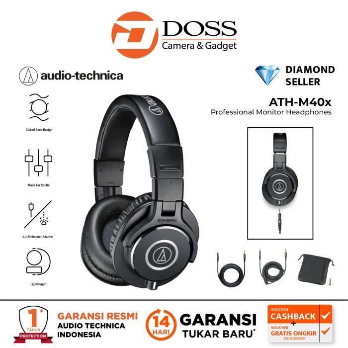 Jual Audio Technica ATH-M40x Professional Monitoring Headphones ...