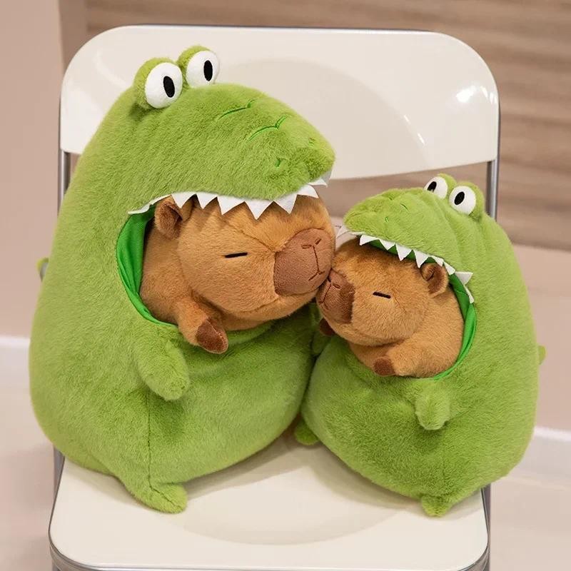 Jual New Capybara With Green Dinosaur Plush Doll Cute Soft Stuffed ...