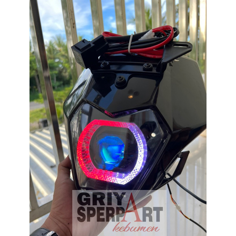 Jual Lampu depan KLX 2023 set caver hitam custome Biled billed Matrix ...