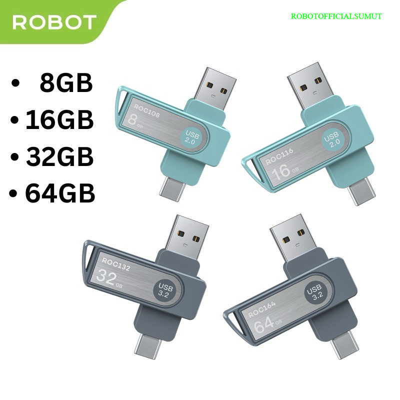 Jual ROBOT Flash Drive Flashdisk Dual OTG Interface USB3.2 Type C High ...