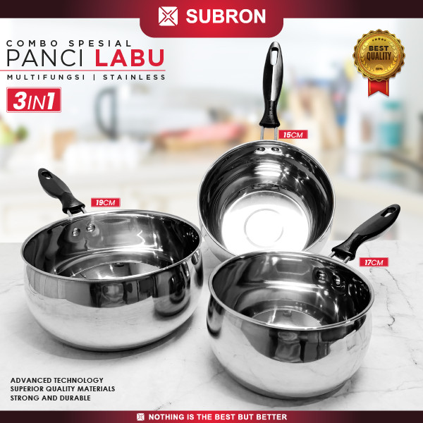 Jual SUBRON Panci Susu Tanpa Tutup 3IN1 2IN1 15CM 17CM 19CM Stainless ...
