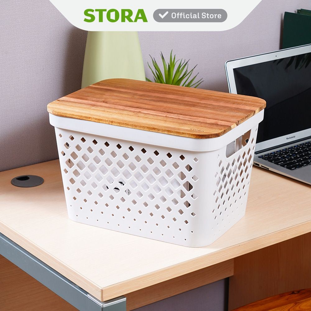 Jual Stora Keranjang Penyimpanan Diamond Dengan Tutup Acacia Storage ...