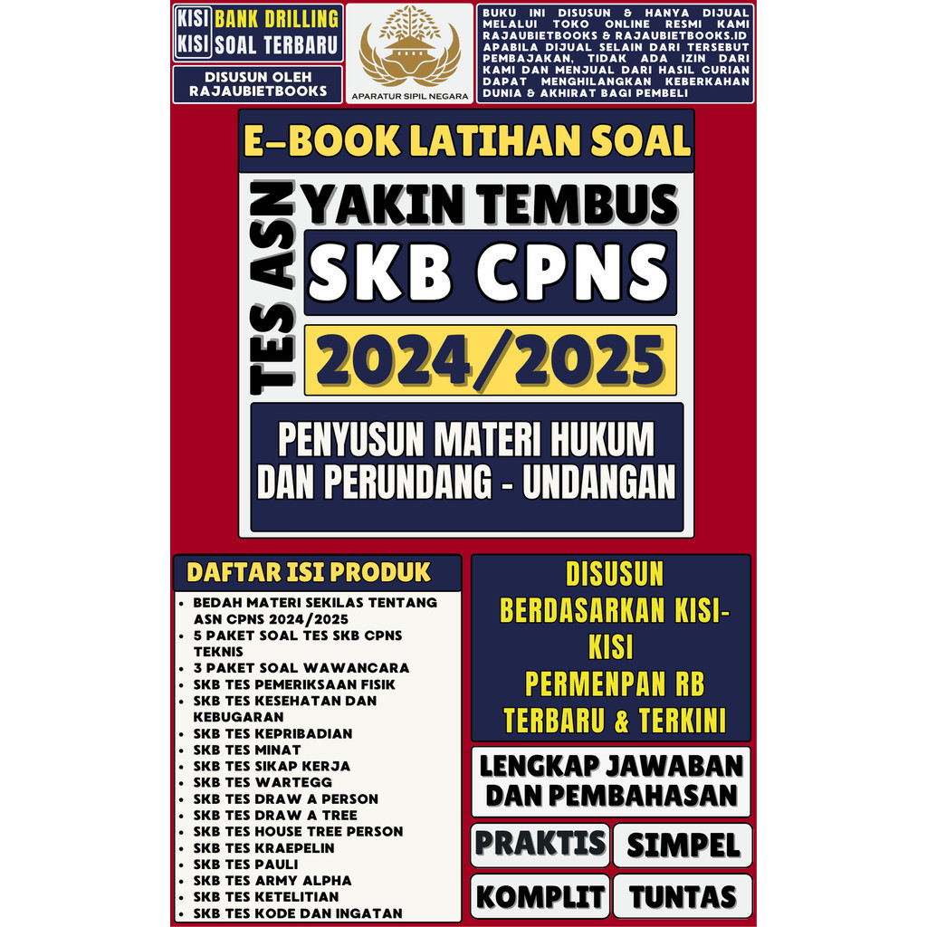 Jual LATIHAN SOAL SKB CAT CPNS SKB CPNS PENYUSUN MATERI HUKUM DAN ...