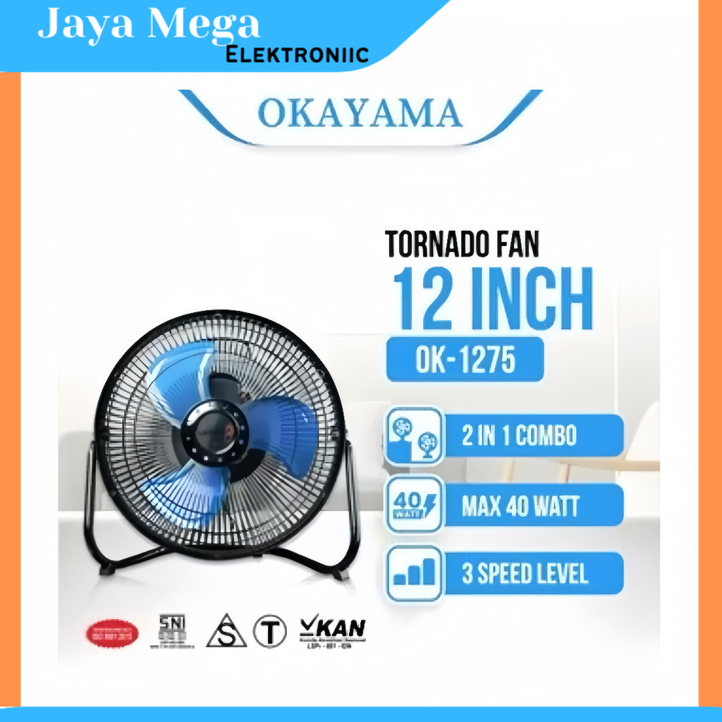 Jual OKAYAMA 12 inch Kipas Angin Tornado Meja Lantai OK-1275/OK-1075 ...