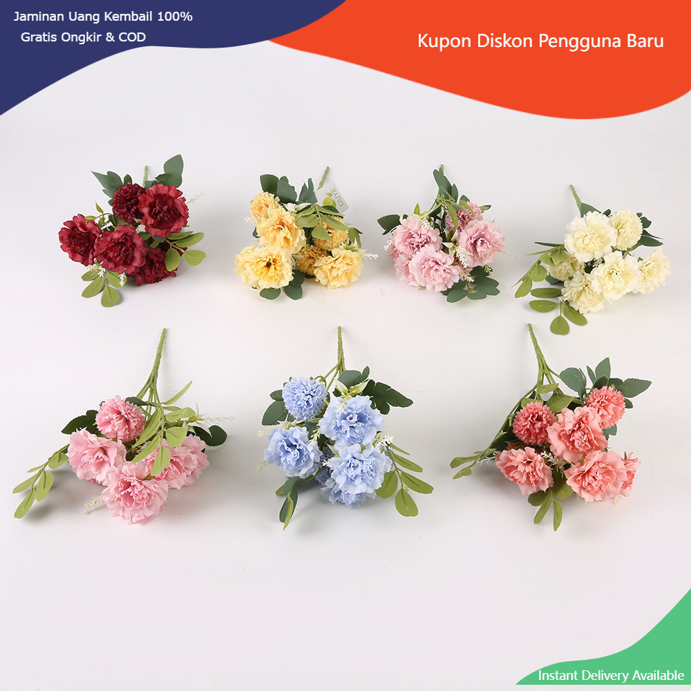 Jual Bunga Anyelir Carnation Artificial 7 Cabang Bunga Mawar Keriting ...
