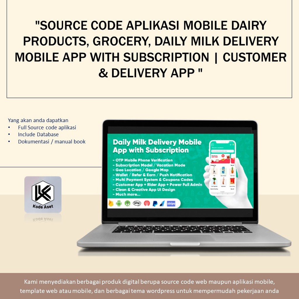 Jual SOURCE CODE APLIKASI MOBILE DAIRY PRODUCTS, GROCERY, DAILY MILK DELIVERY MOBILE APP WITH ...