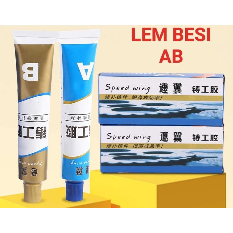 Jual LEM AB Lem Besi Lem Kastor Lem Epoxy 2 Komponen Penambal Steel ...