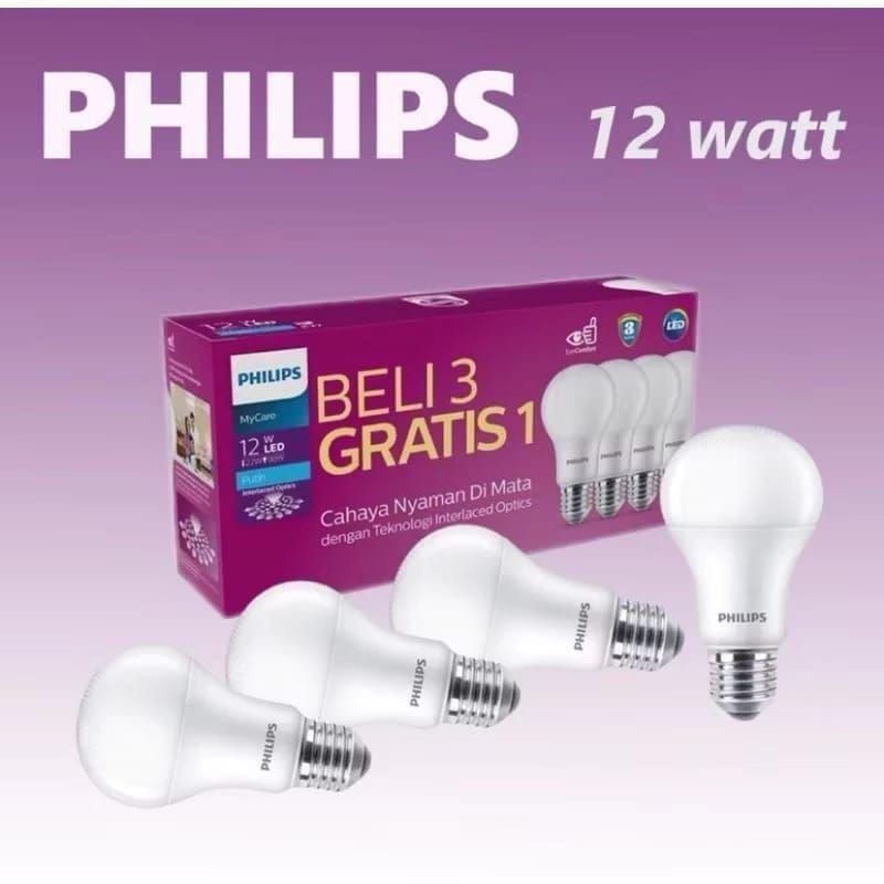 Jual Philips LED 12 Watt Putih-Paket isi 4 pcs- Lampu Bulb Multipack ...