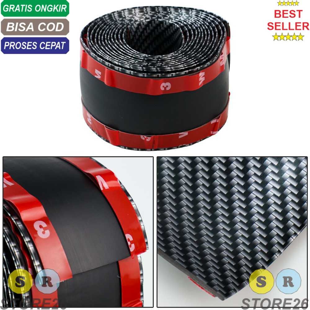 Jual Stiker Vinyl Mobil Carbon Fiber Rubber Strip Bumper Guard 5x250cm ...