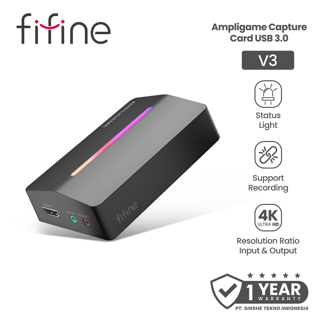 Jual Fifine V3 Video Capture Card HDMI 4K RGB Game Record Streaming USB ...