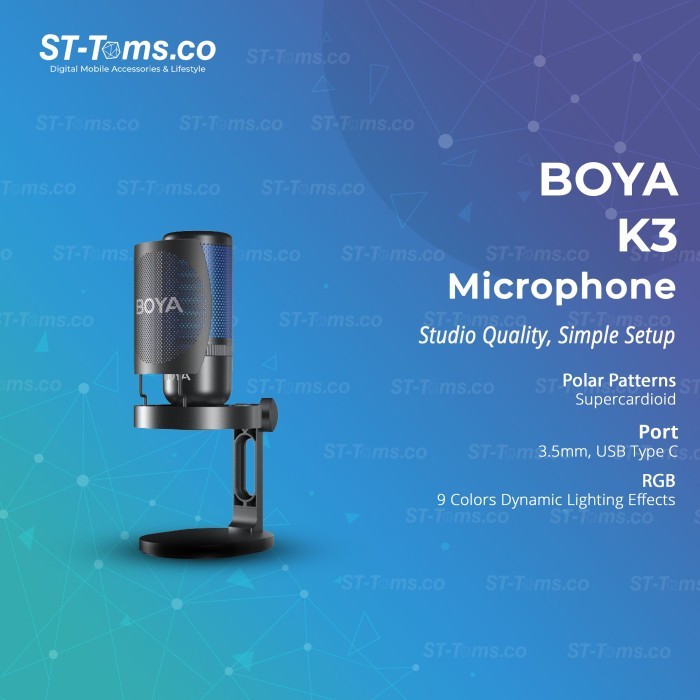 Jual Boya K3 / K 3 USB Condenser Microphone Plug and Play Desktop Super-Cardioid Mic with Noise ...