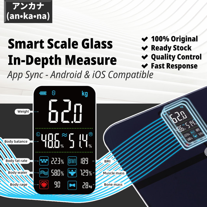 Jual Smart Scale App Realtime SYNC - 15 Functions Body Balance Fat ...