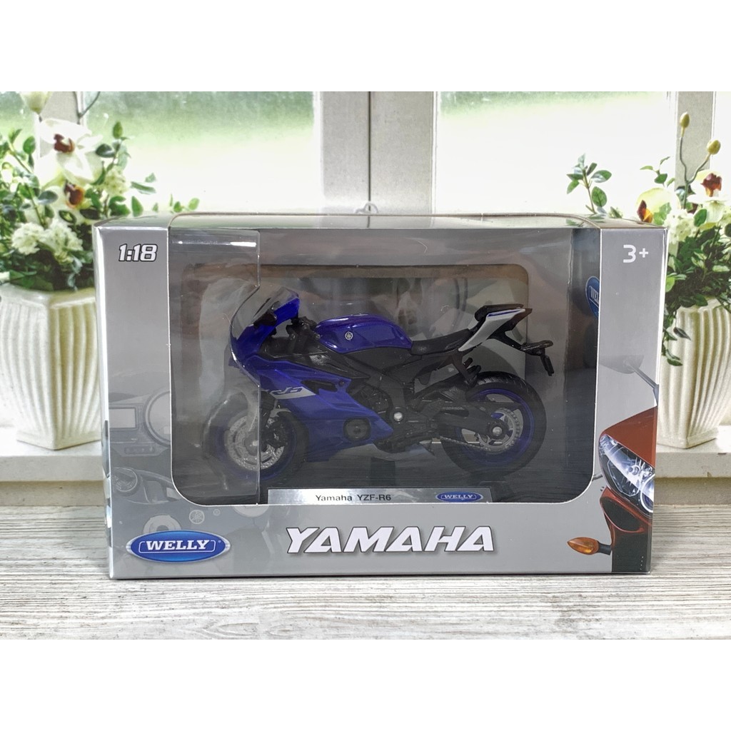 Jual WELLY MOTOR YAMAHA YZF-R6 1:18 BIRU MINIATUR DIECAST | Shopee ...
